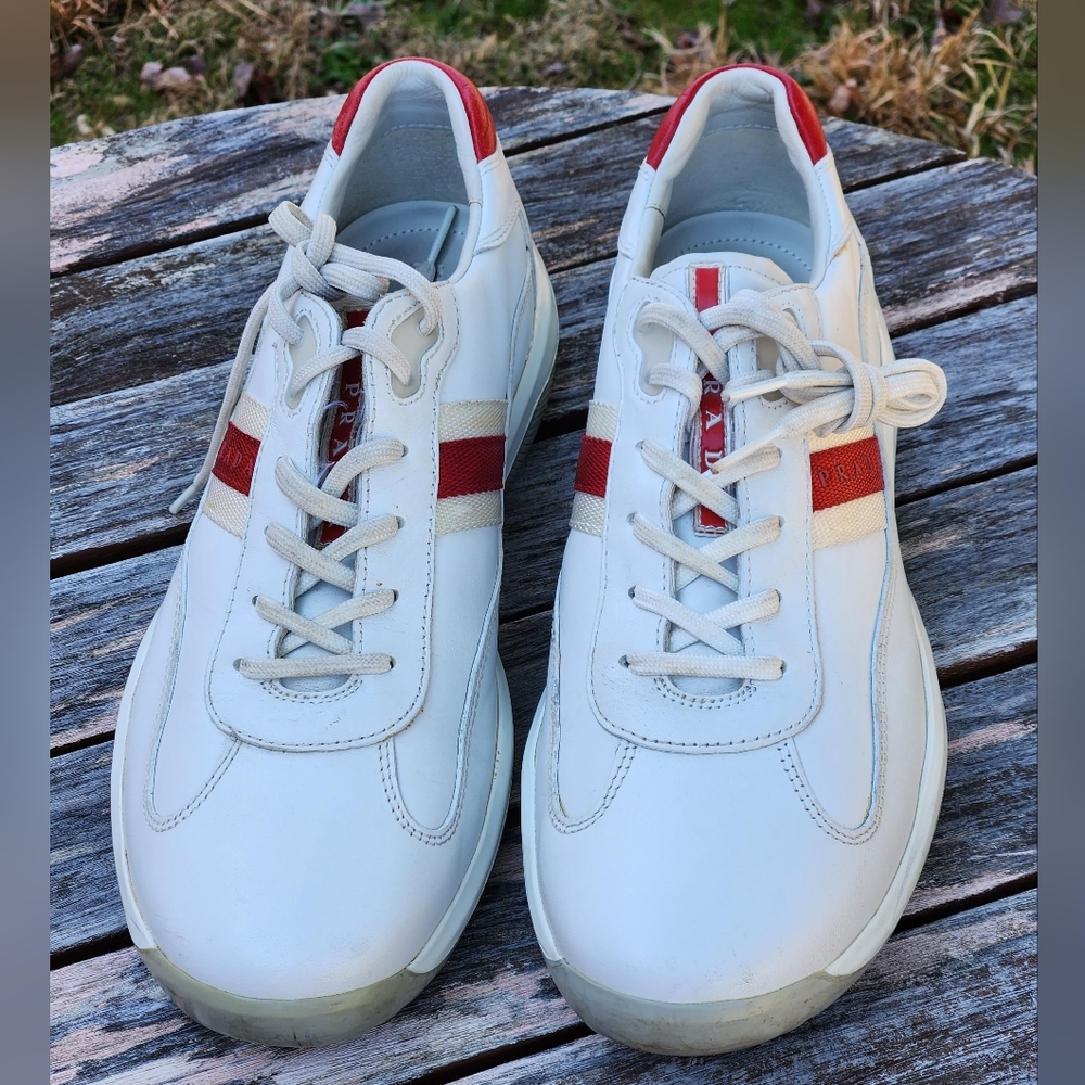 Prada Men's Bianco Eagle Sneakers 11.5 - Gem